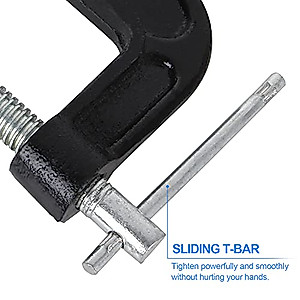 6 PCS C-Clamps 4 Inch C Clamps Heavy Duty Steel C Clamp Set Malleable Iron Metal C-Clamp Black C Clamps Malleable Steel Frame for Woodworking, Welding, Building1