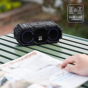 Altec Lansing LifeJacket Jolt - Waterproof Bluetooth Speaker, Durable & Portable Speaker with Qi Wireless Charging and Voice Assistant, Black w/Lights