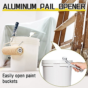 1 Pcs Aluminum Bucket Lid Opener and 3 Pcs Plastic 5 Gallon Pail Opener Manual Metal Industrial Can Opener Bucket Lid Removal Tool Aluminum Can Top Remover Silver Buckets Lid Wrench for Home
