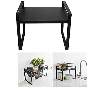 Expandable Cabinet Organizer Under Sink Storage Shelf Flexible Kitchen Cupboard Organizer Multifuncitonal Counter Pantry Storage Organization, Black