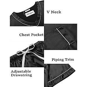 Ekouaer Women Silk Pajama Sets Loose V Neck Two Piece Satin Pjs Sets Short Sleeve Luxury Silky Nightwear Black XL