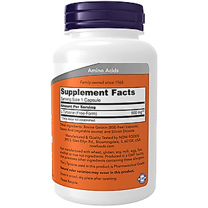 NOW Supplements, L-Tyrosine 500 mg, Supports Mental Alertness*, Neurotransmitter Support*, 120 Capsules