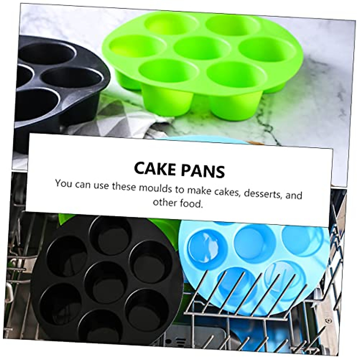Hemoton 2pcs Cake Pan Chocolate Chip Muffins Bread Baking Pan Silicone Candle Mold Silicone Baking Tray Egg Tart Tin Cupcake Tin Silicone Cake Pans Dessert Moulds 7-holes Cake Pans Oven