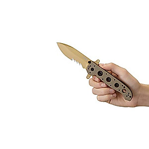 CRKT M21-14DSFG EDC Folding Pocket Knife: Special Forces Everyday Carry, Tan Serrated Edge Blade, Veff Serrations, Automated Liner Safety, Dual Hilt, Desert G10 Handle, Reversible Pocket Clip