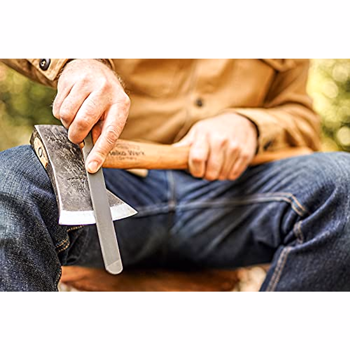 1844 Helko Werk Germany Dual Sided Axe Sharpening File - Axe Sharpener Metal File single-cut and cross-cut hand file (Compact File #22101)