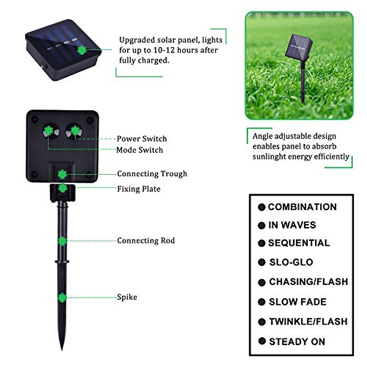 DAYLIGHTIR 2 Pack 100 LED Solar Powered Copper Wire String Lights Outdoor, Waterproof, 8 Modes Fairy Lights for Garden, Patio, Party, Yard, Christmas (White)