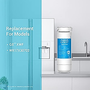 AQUA CREST XWF Refrigerator Water Filter, Replacement for GE® XWF water filter, NSF Certified, 3 Filters