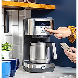 GE Drip Coffee Maker With Timer | 10-Cup Thermal Carafe Pot Keeps Coffee Warm for 2 Hours | Adjustable Brew Strength | Wide Shower Head for Maximum Flavor | Kitchen Essentials | Stainless Steel