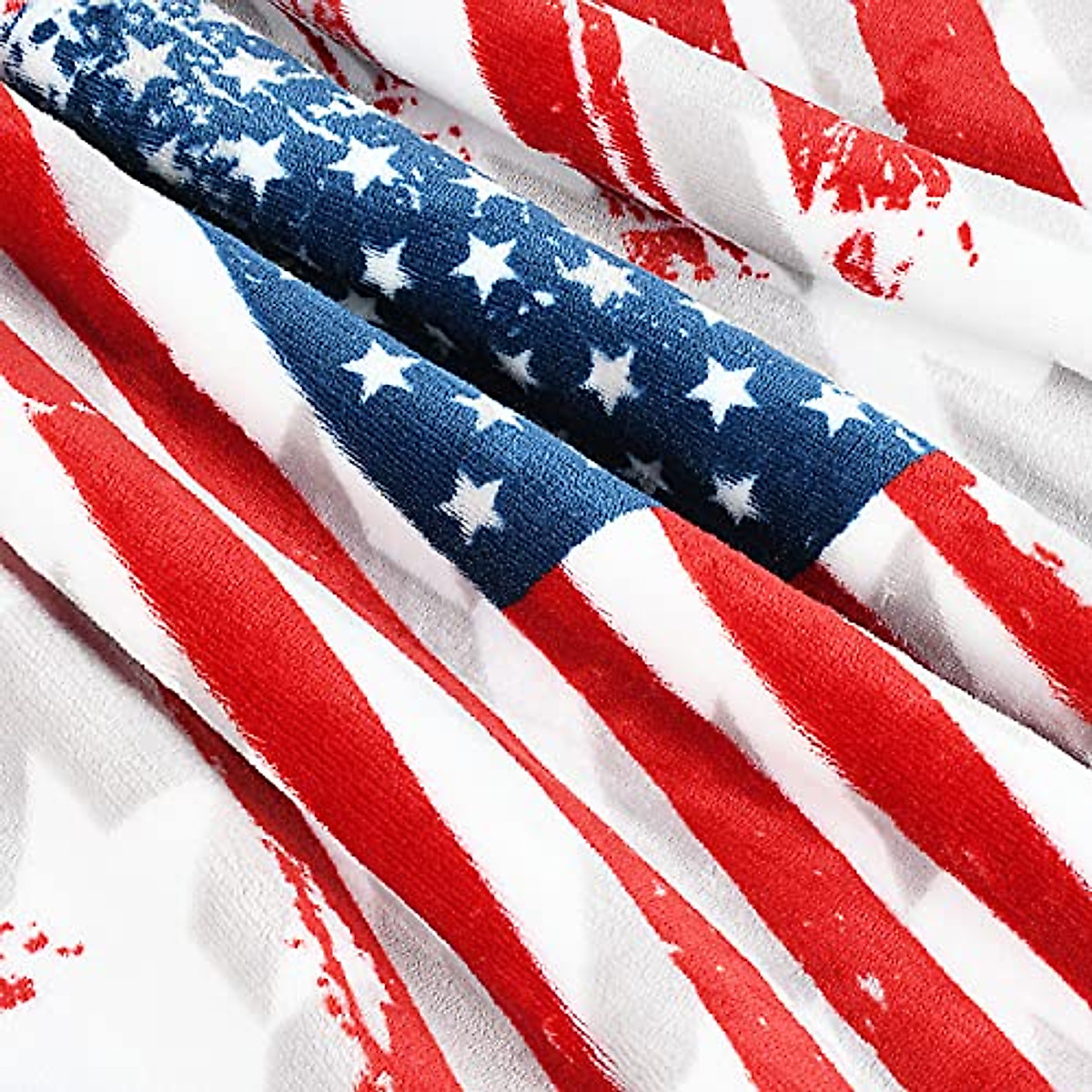 Catalonia Classic American Flag Blanket, Flannel Sherpa Throw, Fuzzy Reversible Blanket for Home Decor, 50" x 70"