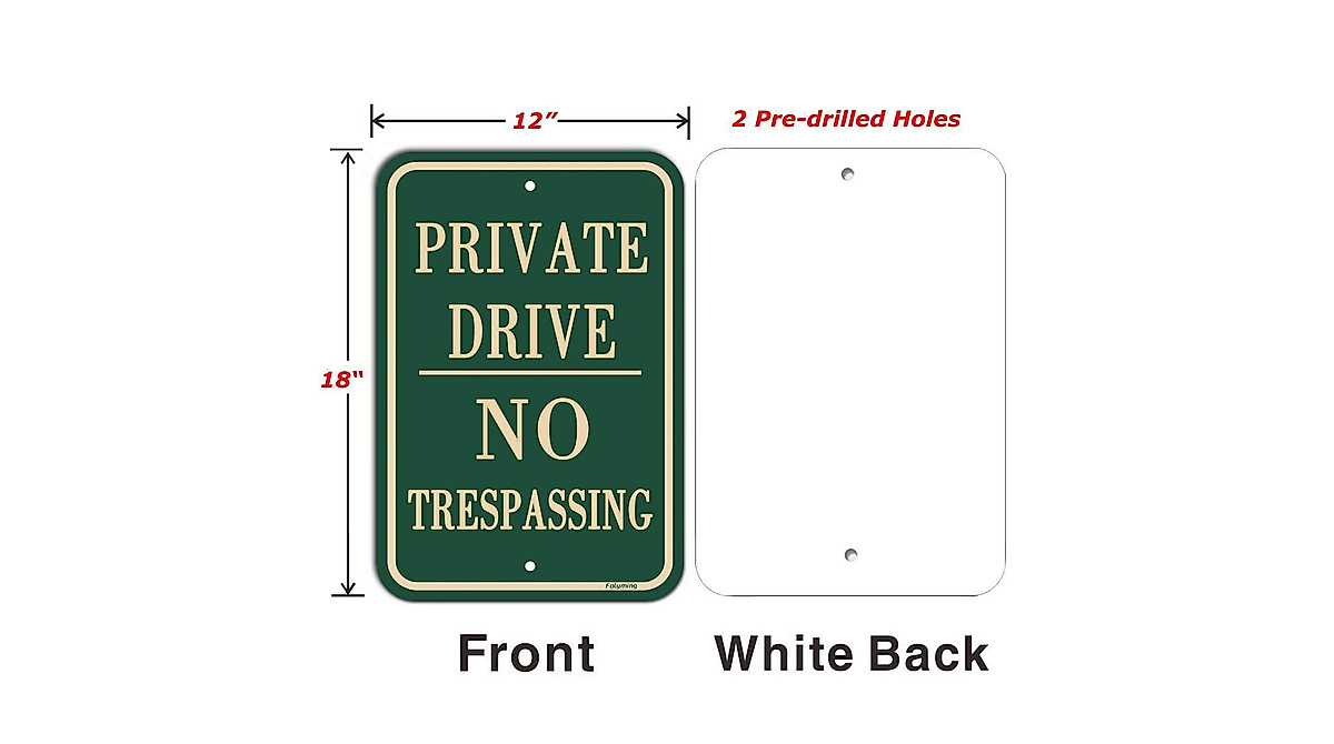 Reflective Private Drive No Trespassing Signs - 2 Pack