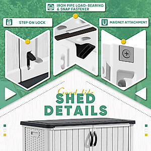 Devoko Outdoor Storage Cabinet 26 Cu Ft with Pad-Lockable Doors, Horizontal Storage Shed Waterproof Patio Tools Storage Box for Sofa Cushions, Gardening Tools and Accessories (White)