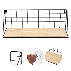 Cabilock Floating Shelf Iron Farmhouse Shelf Rustic Wood Wall Shelf for Living Room Bedroom Bathroom Black L