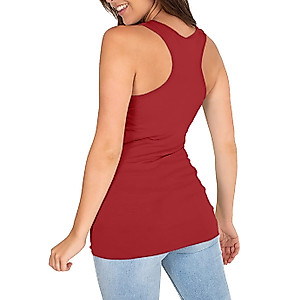 H HIAMIGOS Women's 3 Pieces Extra Long Fitted Tank Tops Racer-Back Cotton Sleeveless Undershirt Basic Layering Sports Workout Yoga Cami