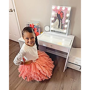 Impressions Vanity Hollywood Tri-Tone XL Makeup Mirror with 12 LED Bulbs, Dressing Mirror with 360 Degree Swivel (White)