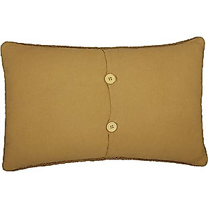 VHC Brands Heritage Farms Sheep and Star Hooked Graphic/Print Textured Wool Primitive Bedding Hand Sewn 22x14 Filled Pillow, 1 Count (Pack of 1), Mustard Tan