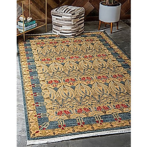 Unique Loom Edinburgh Collection Area Rug - Canmore (5' 1" x 8' Rectangle, Navy Blue/ Tan)