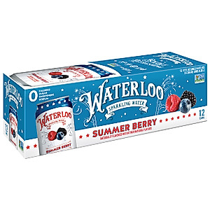 Waterloo Sparkling Water, Summer Berry Naturally Flavored, 12 Fl Oz Cans, Pack of 12 | Zero Calories | Zero Sugar or Artificial Sweeteners | Zero Sodium