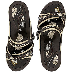 Gold Pigeon Shoes SIGNATURE Women Slide Sandals for Women Comfort Cushion Adjutable Straps: 6875 Brown, Size 6.5-7 (6875-brn-37)