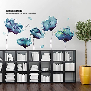 LiveGallery Removable Kids Room Wall Decoration Art Decor DIY Blue Flower Wall Decals Floral Wall Stickers Murals for Baby Bedroom Girls Boys Nursery Rooms Bathroom Living Room Wall Corner (Flower)