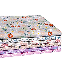 iEFUN 6PCS 20" x 22", 100% Cotton Fat Quarters Fabric Bundles, Quilting Fabric for Sewing Crafting (Floral A)