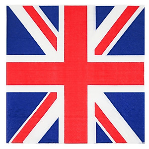 Juvale 100 Pack UK Flag Napkins for British Party Decorations, Union Jack, Birthday Parties, Celebrations, Special Occasions (13x13 Inches)
