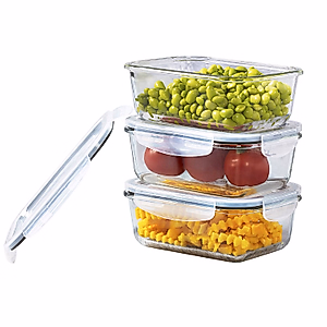 Mason Craft & More Leak Proof Glass BPA Free Plastic Locking Lid Food Storage container, 24 OUNCE SET, Clear