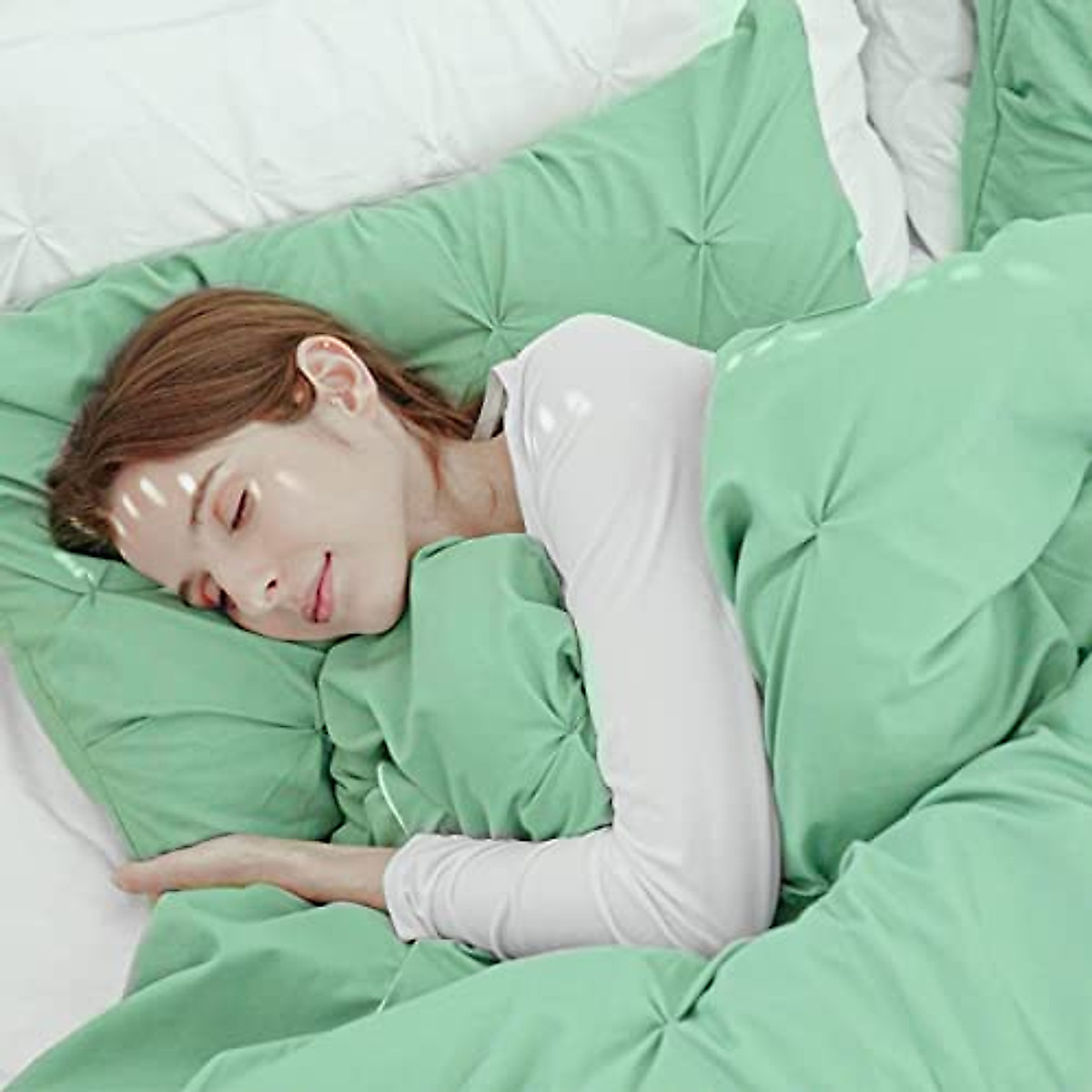 Touchutopia King Size Comforter Set, Pinch Pleat Luxurious King Bedding Set, Sage Green Comforter Set Ultra Soft for All Season (1 Comforter, 2 Pillowcases)