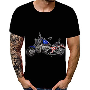 YOMXL Vintage Motorcycle Rider Tee Shirt Gift Funny Graphic T-Shirt Retro Short Sleeve Crew Neck Tops for Men Black