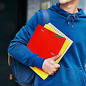 Five Star 2 Pocket Folder, Stay-Put Folder, Plastic Colored Folders with Pockets & Prong Fasteners for 3-Ring Binders, 8-1/2” x 11", Fire Red (72109)