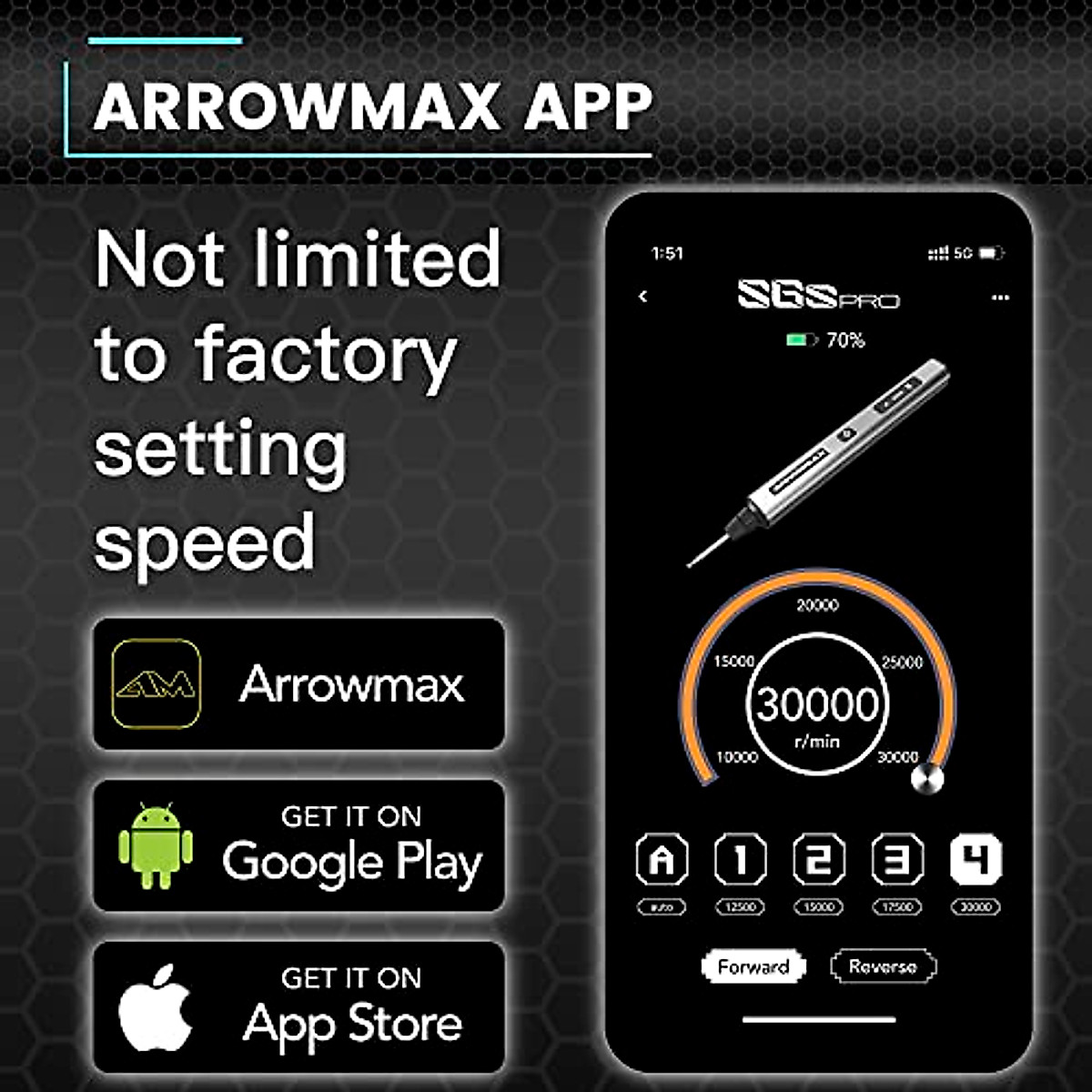 ARROWMAX Electric Engraving Pen, Polishing Pen with 42 Bits, Aluminum Case, Smart Motion Control, OLED, Bluetooth, APP, Wireless Magnetic Charge, for Jewelry, Wood, Glass, Stone, Carving (SGS PRO)