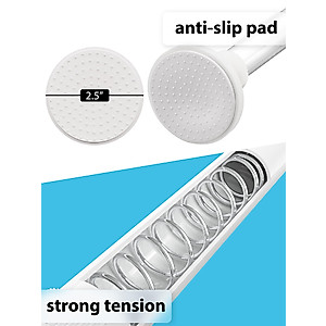 MIYA Adjustable Shower Caddy Corner Tension Pole, 4.5-9.5 FT Standing Corner Shower Organizer, 4-Tier Bathroom Storage Shelf for Inside Shower, Rustproof White Bathtub Caddies with Hooks, Drill Free