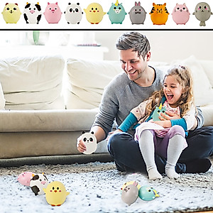 Lulu Home 10 Jumbo Easter Eggs with Squishy Animal Toys, Cute Slow Rising Animal Squishy Toys with Plastic Eggs for Easter Egg Hunt Basket Stuffer Fillers Kids Gift Party Favors, Not Prefilled