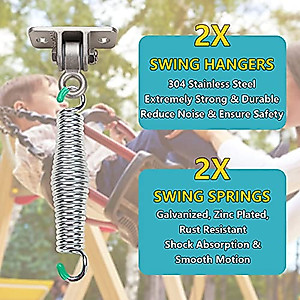Butizone Porch Swing Hanging Kit, 304 Stainless Steel Swing Hangers and Galvanized Springs for Ceiling Mount Porch Swings and Hammock Chairs, 700 Lbs. Capacity, Set of 2