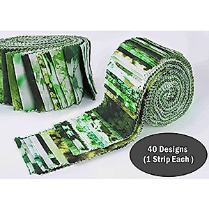 Soimoi 40Pcs Tie Dye Print Cotton Precut Fabrics for Quilting Craft Strips 2.5x42inches Jelly Roll - Green