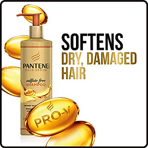 Pantene Gold Series Argan Oil from ProV for Natural and Curly Textured Hair, Sulfate Free Shampoo, 8.5 Fl Oz