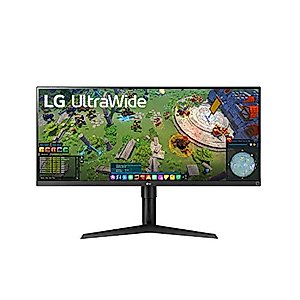 LG 34WP65G-B 34-inch FHD (2560 x 1080) UltraWide Computer Monitor, IPS, VESA DisplayHDR 400, HDR10, 75Hz, AMD FreeSync, HDMI, DisplayPort, USB Type-C, 3-Side Borderless, Tilt/Height Stand, Black