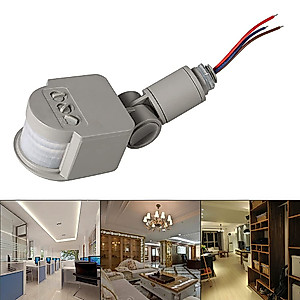 Motion Sensor Detector Switch, 90~250V 180 Degree Wall Mount Infrared PIR Motion Sensor Detector Infrared Switch for Outdoor Indoor (Gray)