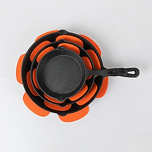 HAWOK Pot/Pan Protectors-Set of 3 Dia. 8" 10" 12" Orange