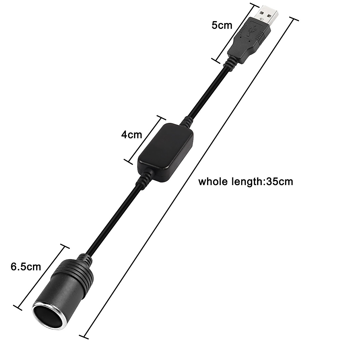 MEIRIYFA USB to Cigarette Lighter Socket Converter for Car,USB A Male 5V to 12V Step Up Car Cigarette Lighter Female Adapter Cable for Car Driving Recorder,GPS,E-Dog