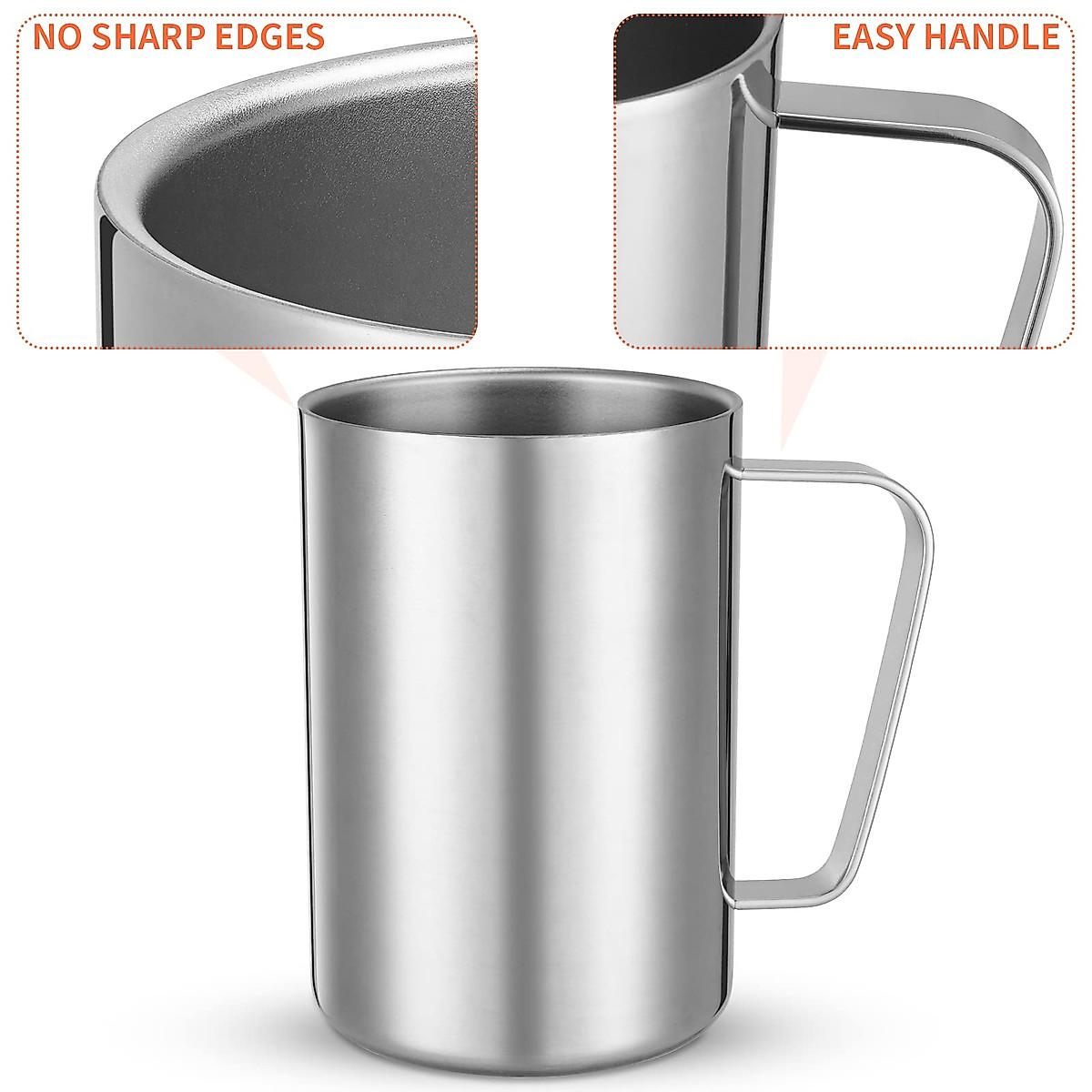 Bidponds 2 Pcs 16.9oz/500ml Stainless Steel Mug, Camping Mug, Double Wall Vacuum Insulated Mug, Suitable for Coffee, Milk,Juice,Tea and other Cold or Hot Drinks