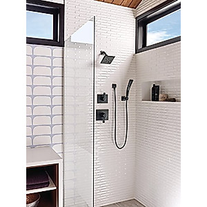 Delta Faucet Pivotal 17 Series Dual-Function Matte Black Shower Faucet, Shower Trim Kit, 5-Spray H2Okinetic Shower Head, Matte Black T17299-BL (Valve Not Included)