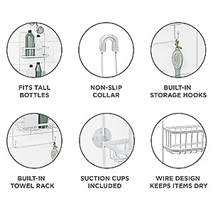 Zenna Home Hanging Over-the-Shower Caddy, 2 Baskets, White