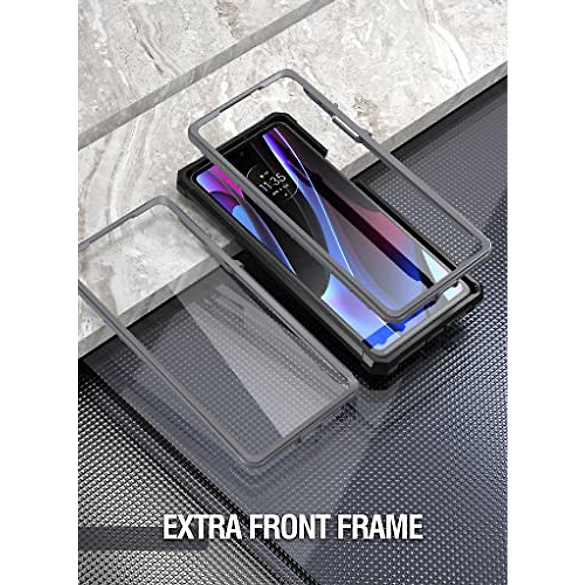 Poetic Guardian Series Case Designed for Motorola Edge Plus 5G 6.7" (2022) / Edge+ 5G UW (2022), Model # XT2201,Full Body Hybrid Shockproof Bumper Cover with Built-in Screen Protector, Black/Clear