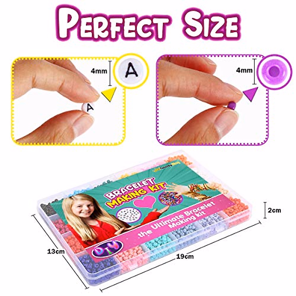 Goody King Bracelet Making Kit Friendship Bracelet Kit Jewelry Making Beads - 5000+pcs Bead Craft Kit Set, Glass Pony Seed Letter Alphabet DIY Art and Craft - Gift for Her Women Kid Age 6 7 8 9 (4mm)