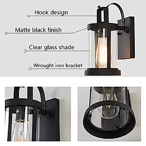 Zziyj Outdoor Waterproof Wall Sconce Exterior Wall Mount Rustic Farmhouse Wall Lanterns Black Porch Light with Clear Glass Shade for Home Patio Garden Garage Lighting
