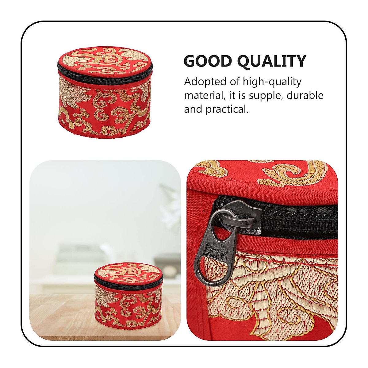 Brocade Cushion Carry Bag Singing Bowl Case Storage Bag: Singing Bowl Carry Case Bag Zippered Tibetan Sound Bowl Cover Container for Buddhist Meditation Bowl 16CM Cushion Meditation Bowl