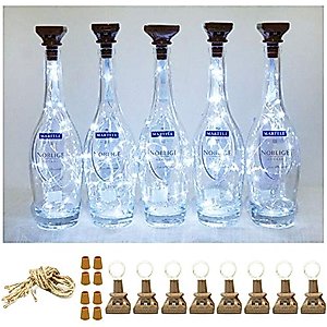 Square 8 Pack Solar Powered Wine Bottle Lights, 20 LED Waterproof Copper Cork Lights for Wedding, Christmas, Holiday, Garden, Patio, Pathway, Outdoor (Cool White)