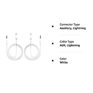 Aux Cord for iPhone,esbeecables 2Pack Lightning to 3.5mm Aux Cable for Car Compatible with iPhone 14 13 12 11 XS XR X 8 7 iPad for Car Home Stereo, Speaker, Headphone, Support All iOS - 3.3ft (White)