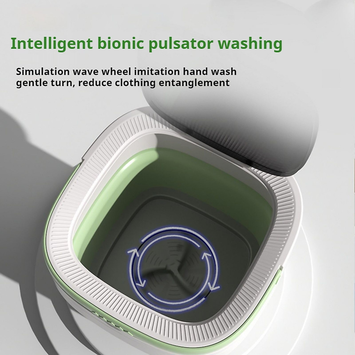 HusonoLife Portable Washing Machine 12L Small Washer Dryer Mini Washing Machine for Underwear Baby Clothes Socks Foldable Compact Washer lavadora portatil for Apartment Dorm Camping RV Travel (Green)