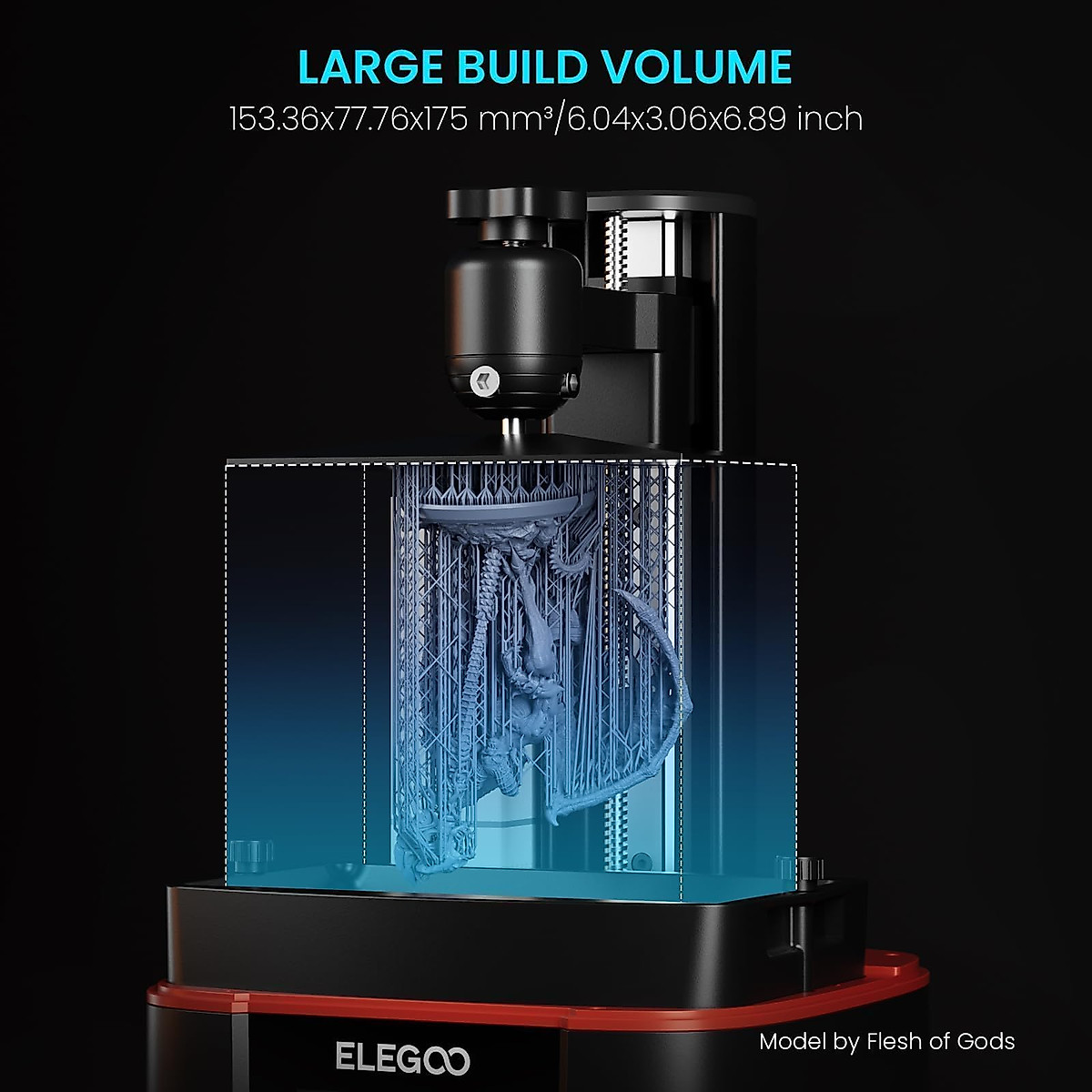ELEGOO Resin 3D Printer, Mars 3 Pro MSLA 3D Printer with 6.6-Inch Ultra 4K Monochrome LCD, Print Size of 5.647"(W) 3.52(D) 6.8"(H) and Replaceable Activated-Carbon